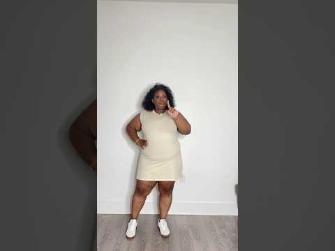 Curvy Plus-Size Chic Errand Look | Tee Dress + H&M Linen Shirt