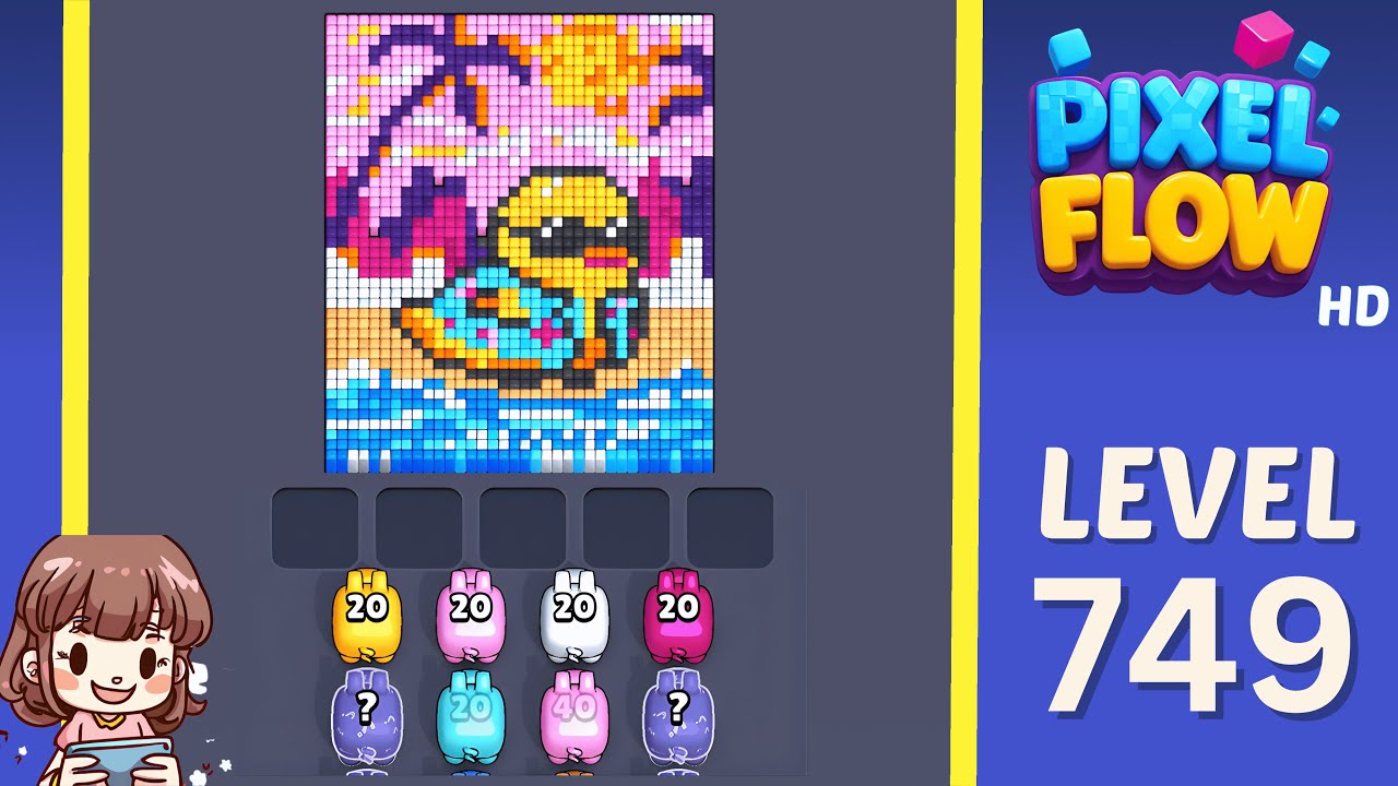 Pixel Flow Level 749 Solution Walkthrough