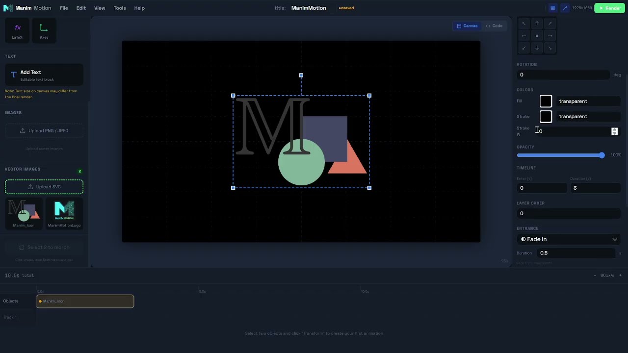 I made a visual editor for Manim (and it just hit v1.0)