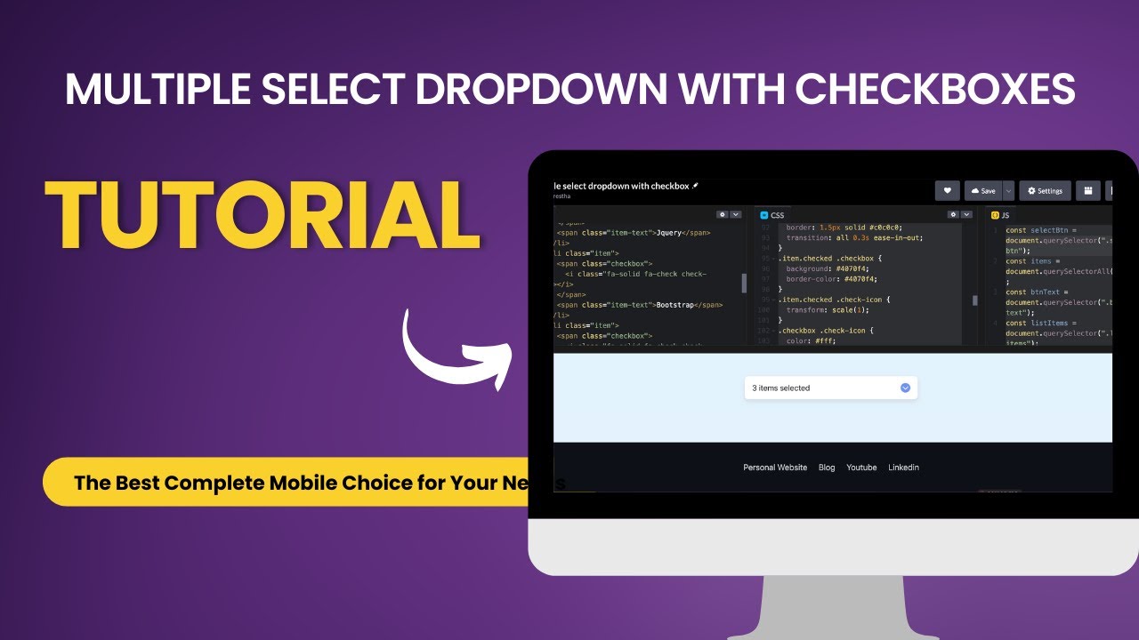 Multiple select dropdown with checkboxes Tutorial!