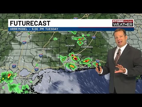Not as much storm coverage for Tuesday