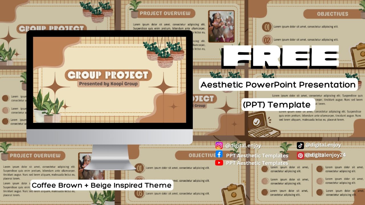 #3 Coffee Brown + Beige | FREE PowerPoint Presentation (PPT) Aesthetic Template | Canva Editable