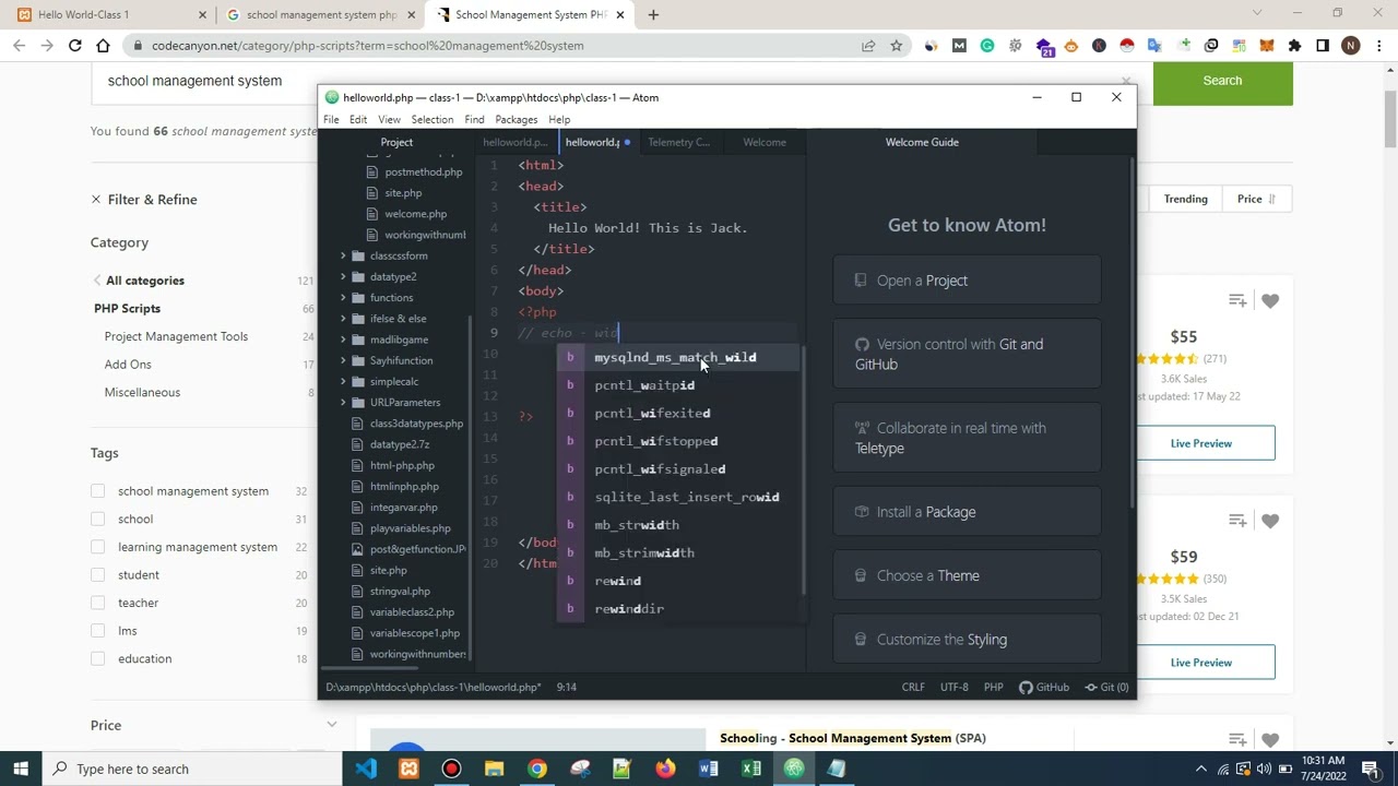 Php  Class 1  Hello World - learn Php Tutorial 2022