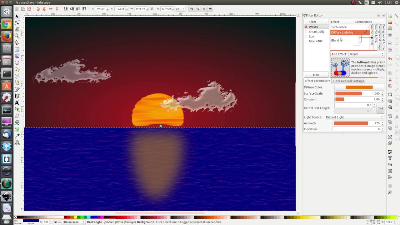 Inkscape: Drawing a sunset 7