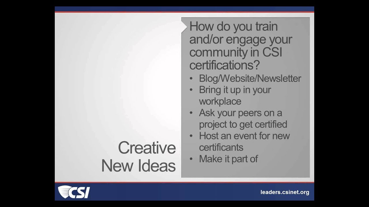 Bringing CSI Certifications to Your Membership