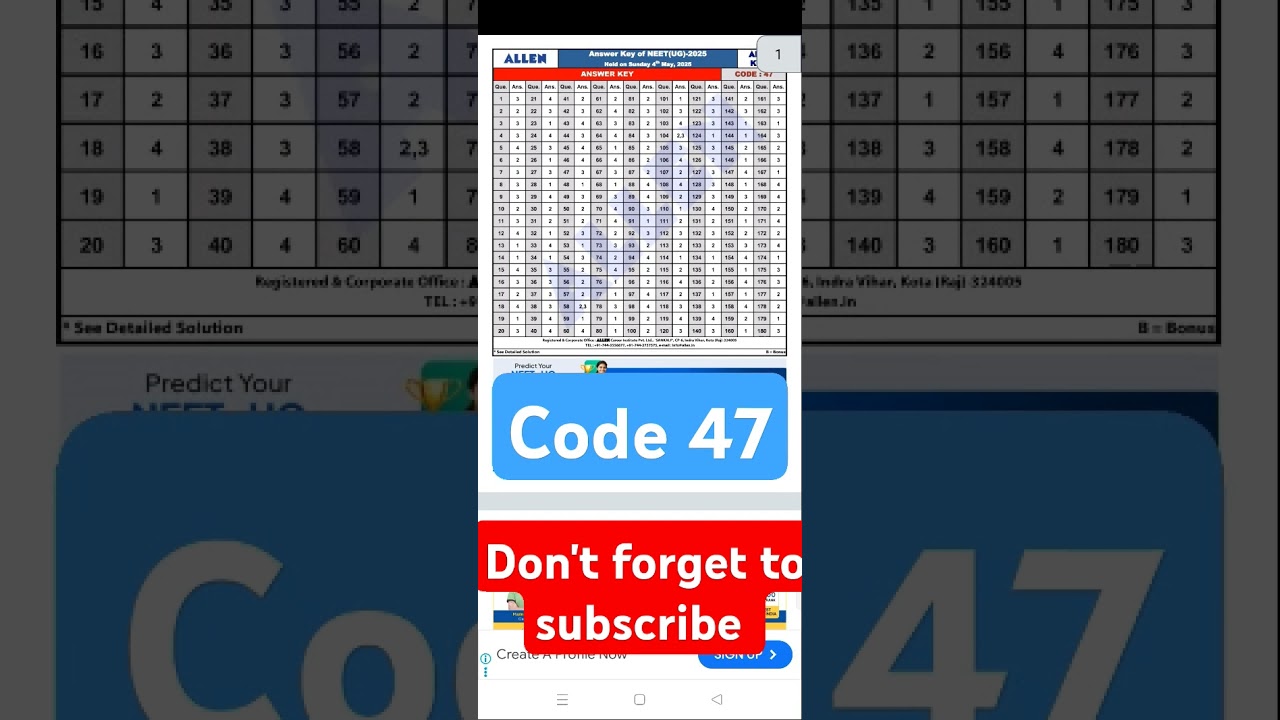 neet 2025 answer key code 47