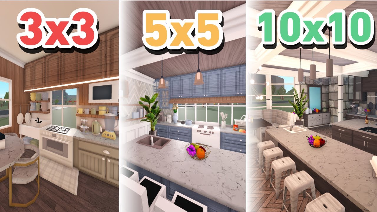 Building a Bloxburg KITCHEN in a 3x3, 5x5 and 10x10 grid