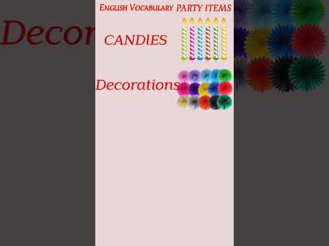 English Vocabulary - PARTY ITEMS |#shortsyoutube#youtubeshorts