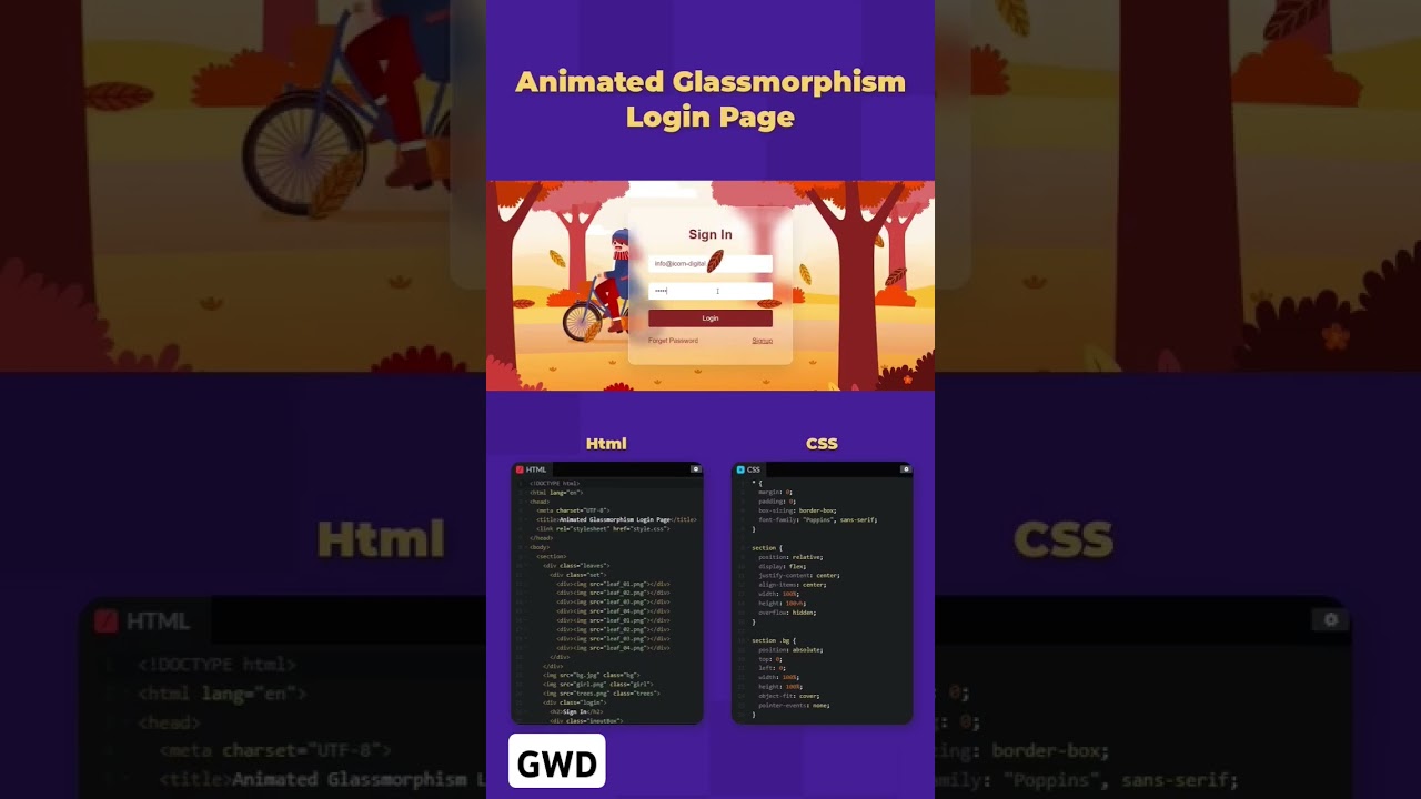 login page design #coding #javascript #html #css #programming #python #webdesign #shorts #viralvideo