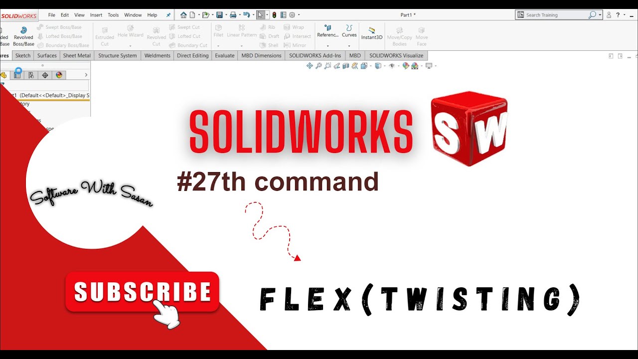How to use flex (twisting) in solidworks