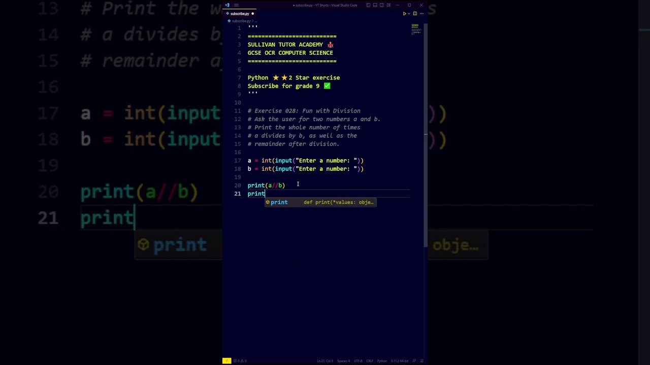 FUN WITH DIVISION! - Python GCSE (Beginner)