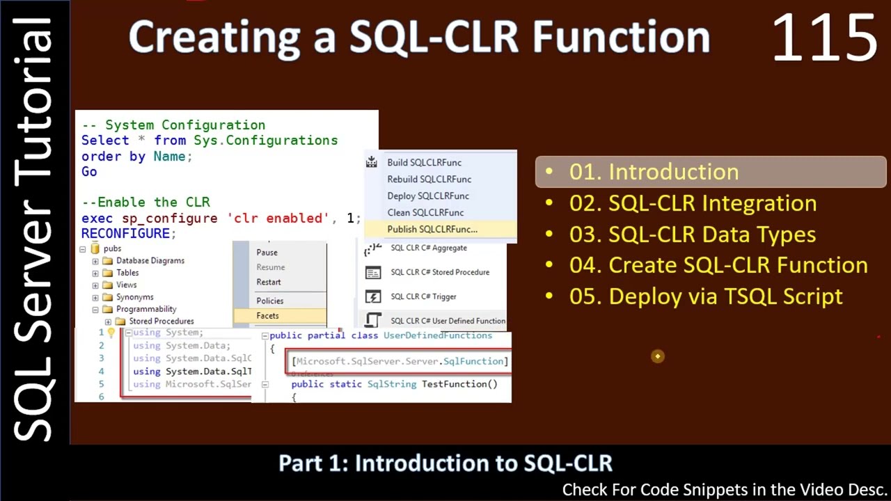 SQL CLR Function | Part 1 - Introduction to SQL-CLR | SSMS TSQL Tutorial #115