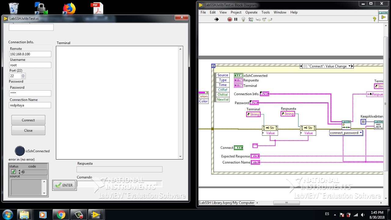 SSH labview | Program crashing