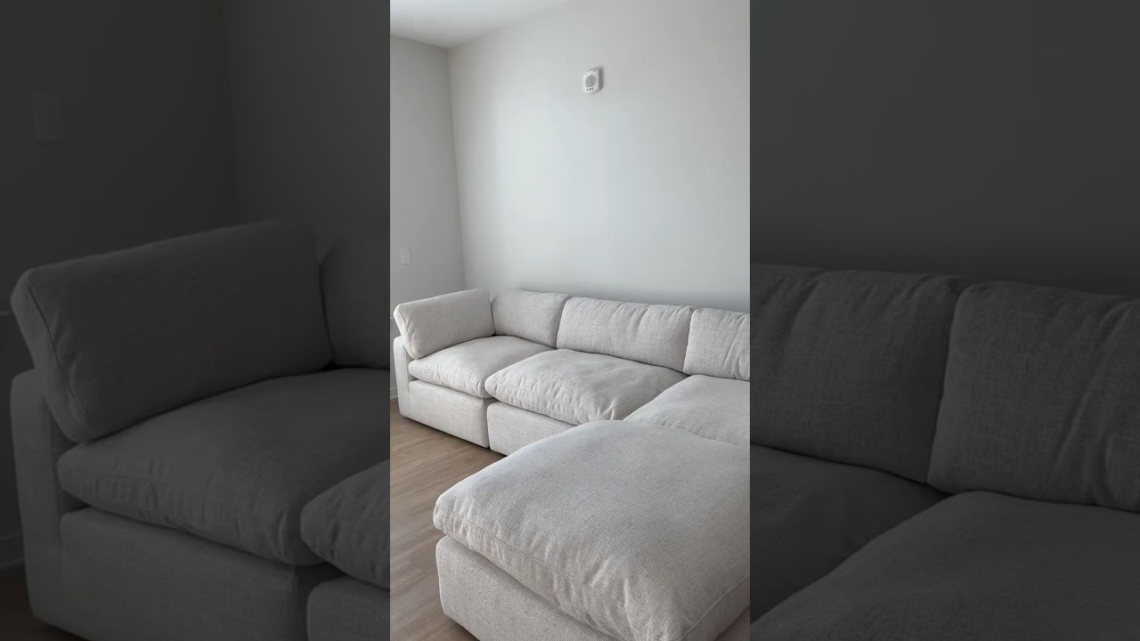 LOVE my couch from ​⁠​⁠​⁠​⁠@wayfair! #beigeaesthetic #homeinspo #unboxing #newapartment #homedecor