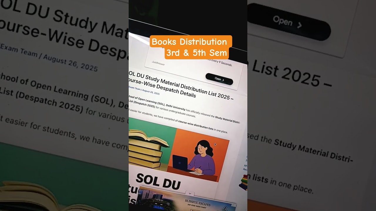 SOL DU Books Study Material Distribution List 2025 #soldu #books #du2025 #semester #latest #2025
