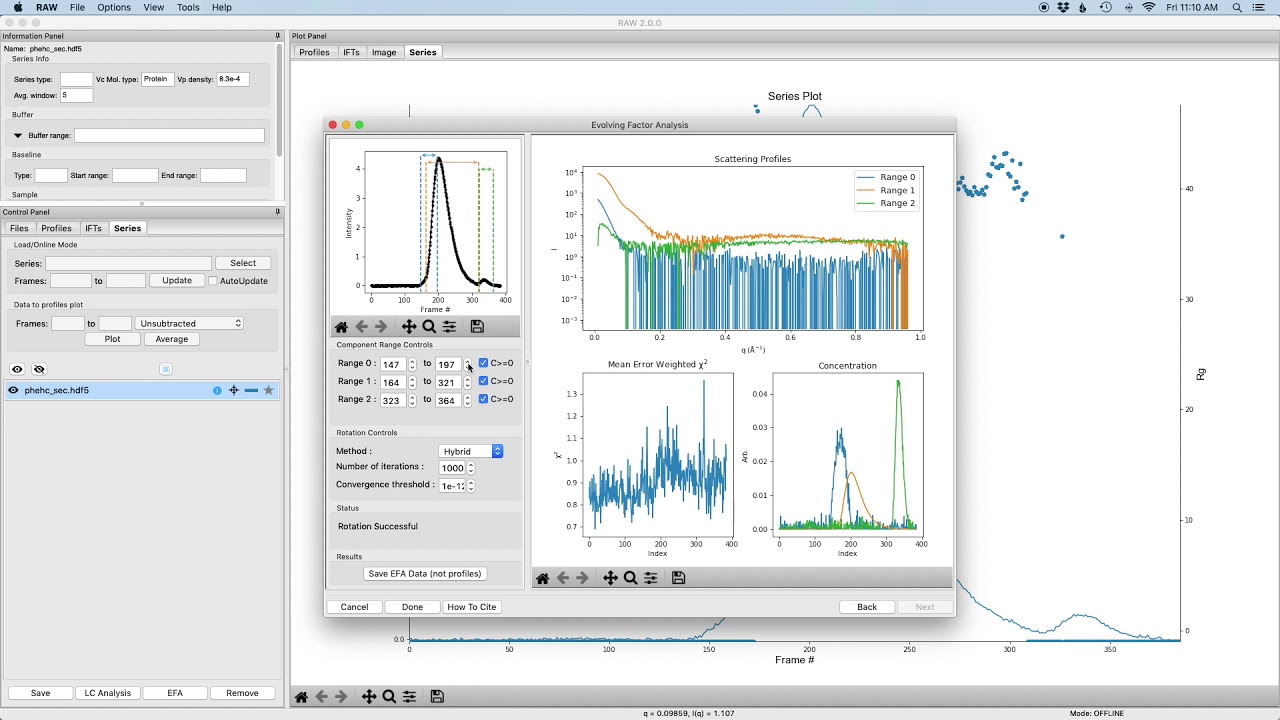 BioXTAS RAW - Evolving factor analysis (EFA) for SEC-SAXS data