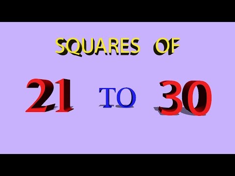 Math - Learn Squares of 21 to 30 in Easy way