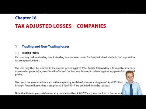 Introduction to Trading loss reliefs – ACCA Taxation TX-UK lectures