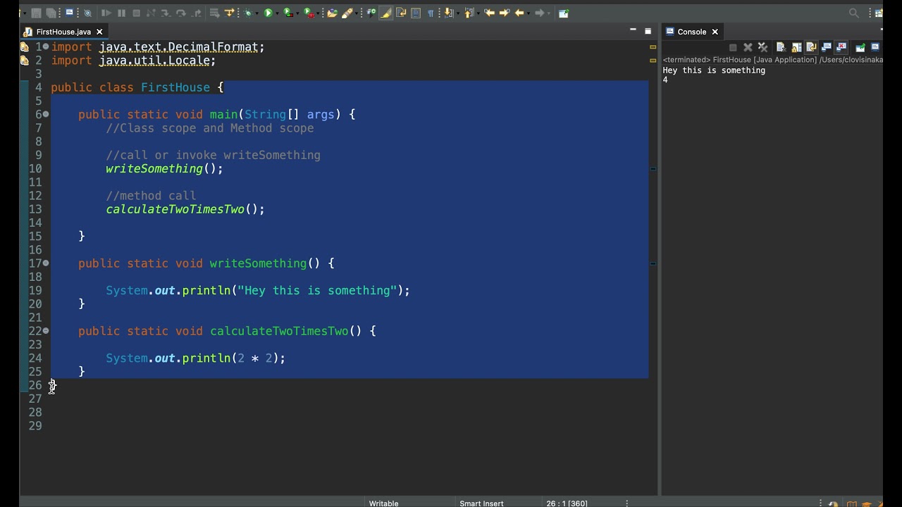 Java: lesson 14 class scope method scope