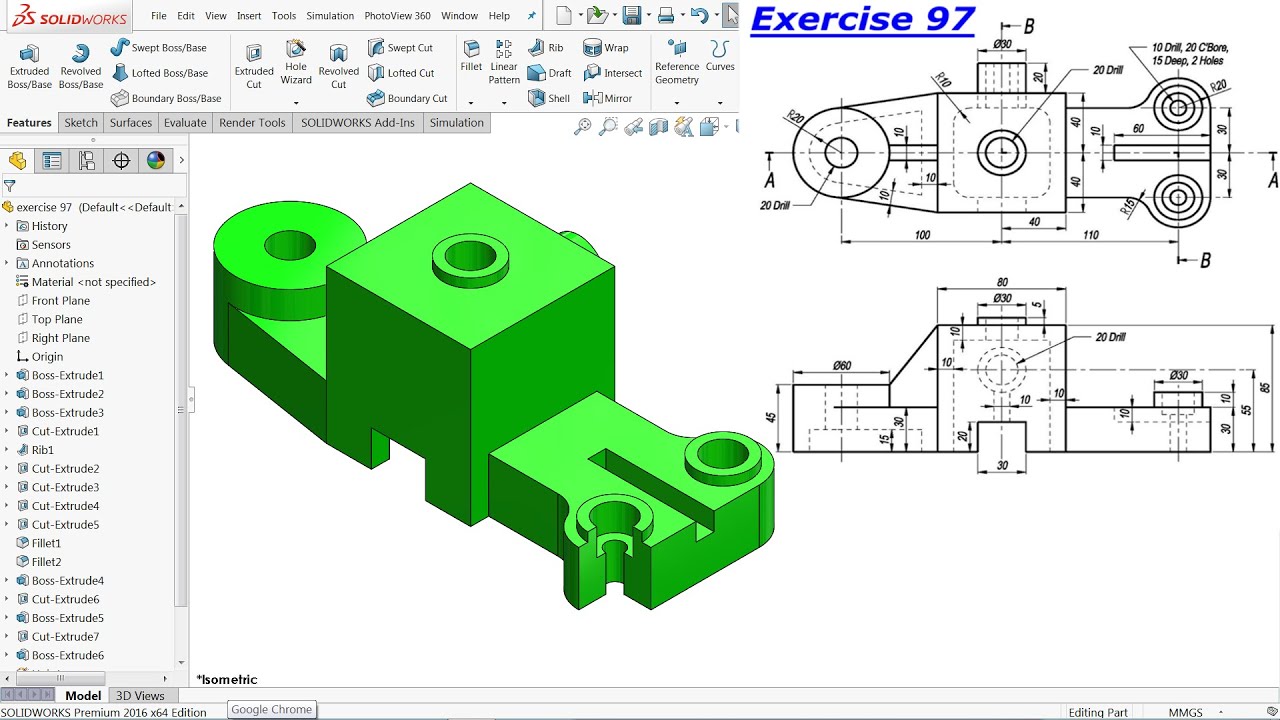 SolidWorks Tutorial for Beginners exercise 97