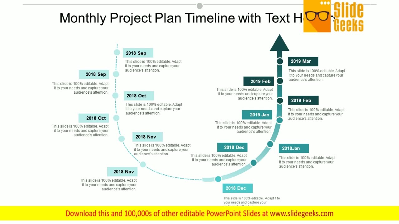 Monthly Project Plan Timeline With Text Holders Ppt Powerpoint Presentation Gallery Tips