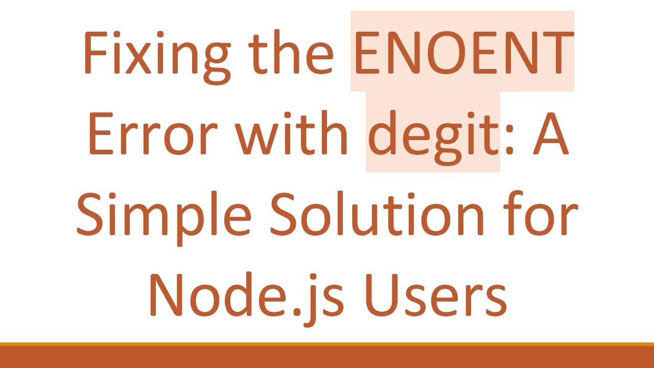 Fixing the ENOENT Error with degit: A Simple Solution for Node.js Users