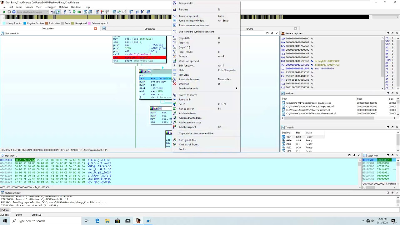 [IAM302] Lab_2 Analyze the Crack Me! Program using IDA Pro.