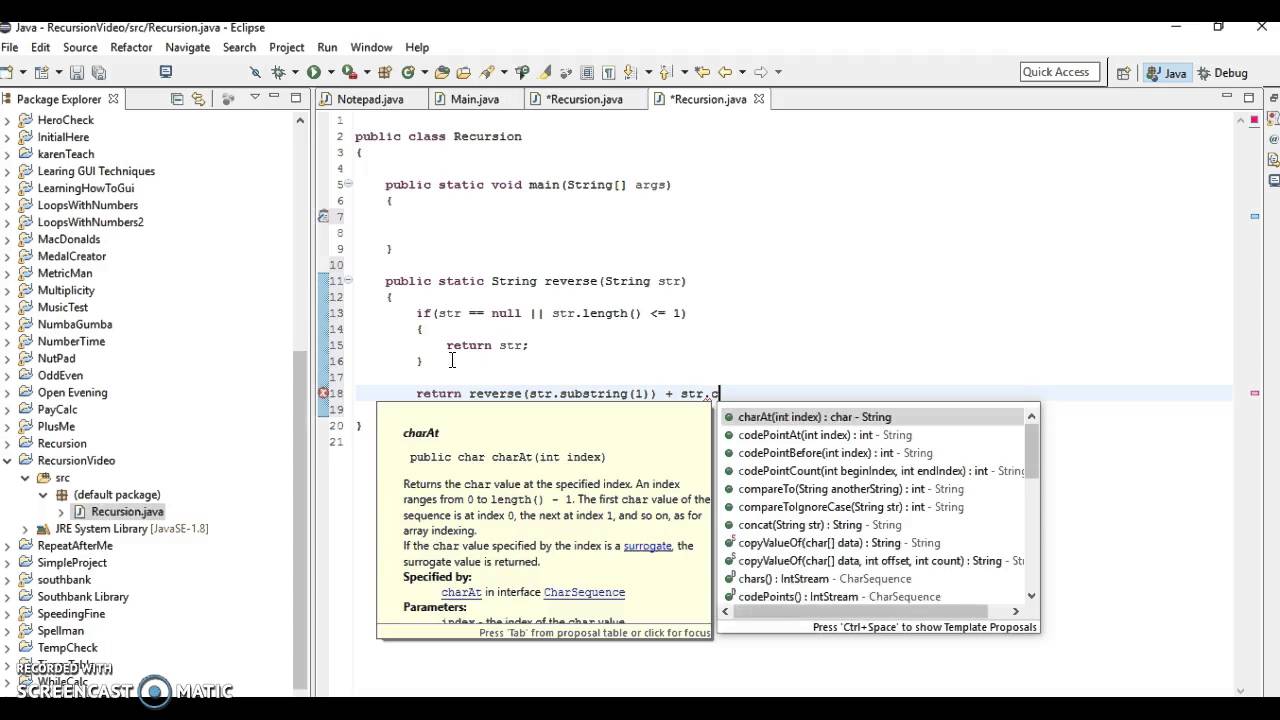 Using recursion to reverse a string