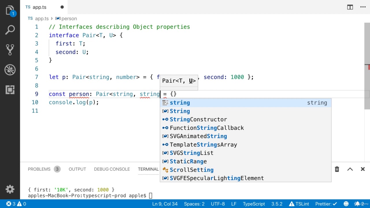 LESSON 8 - Generic Interfaces to describe Object Properties