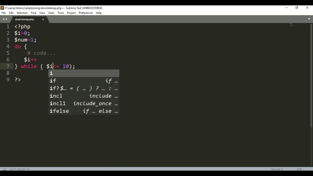 php do_while loop tutorial #9
