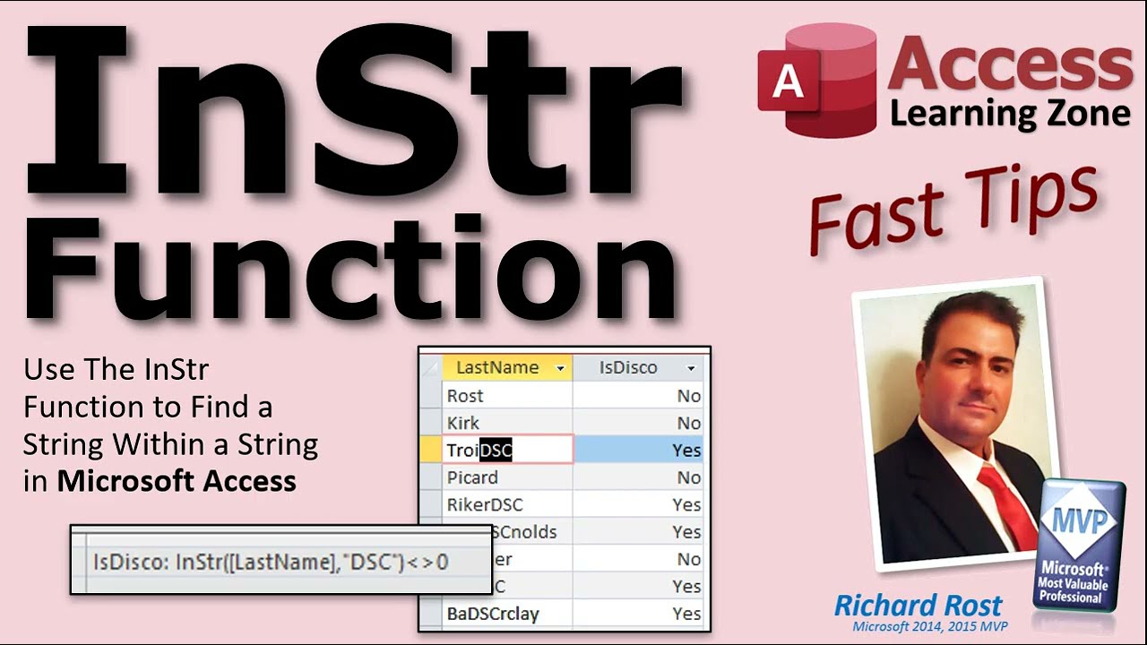 Use the InStr Function to Find a String Within a String in Microsoft Access