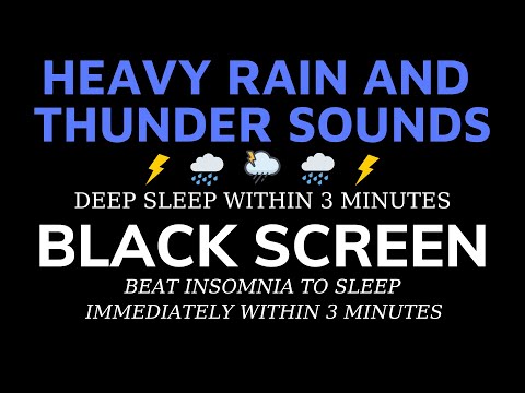 THUNDER and RAIN Sounds for Sleeping BLACK SCREEN | Sleep and Relaxation | Dark Screen Nature Sounds