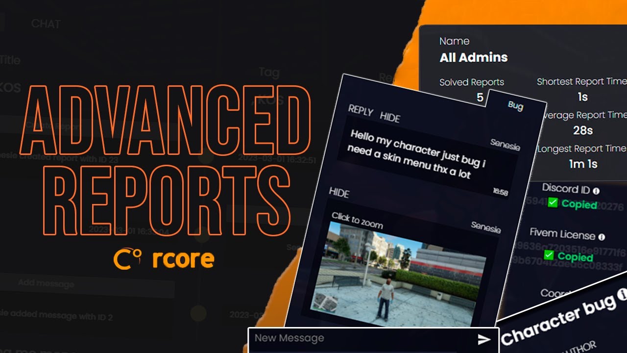 RCore Advanced report system - chat, tags, transcripts, timeline ...