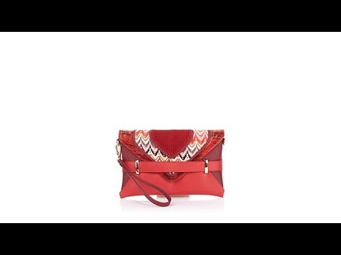 Sharif "Windham" Mixed Media Leather Clutch Crossbody