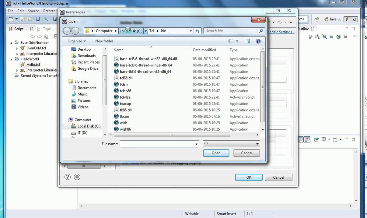How to debug a TCL script with eclipse