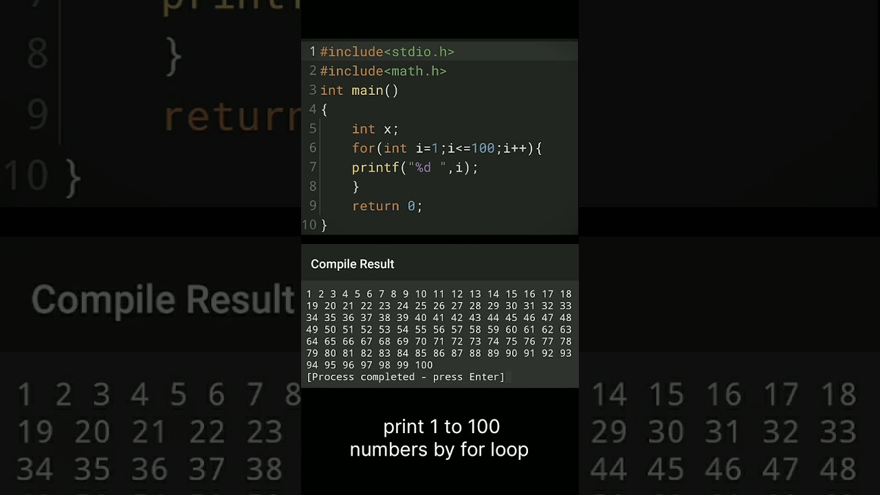 basic for loop in c (1 to 100)