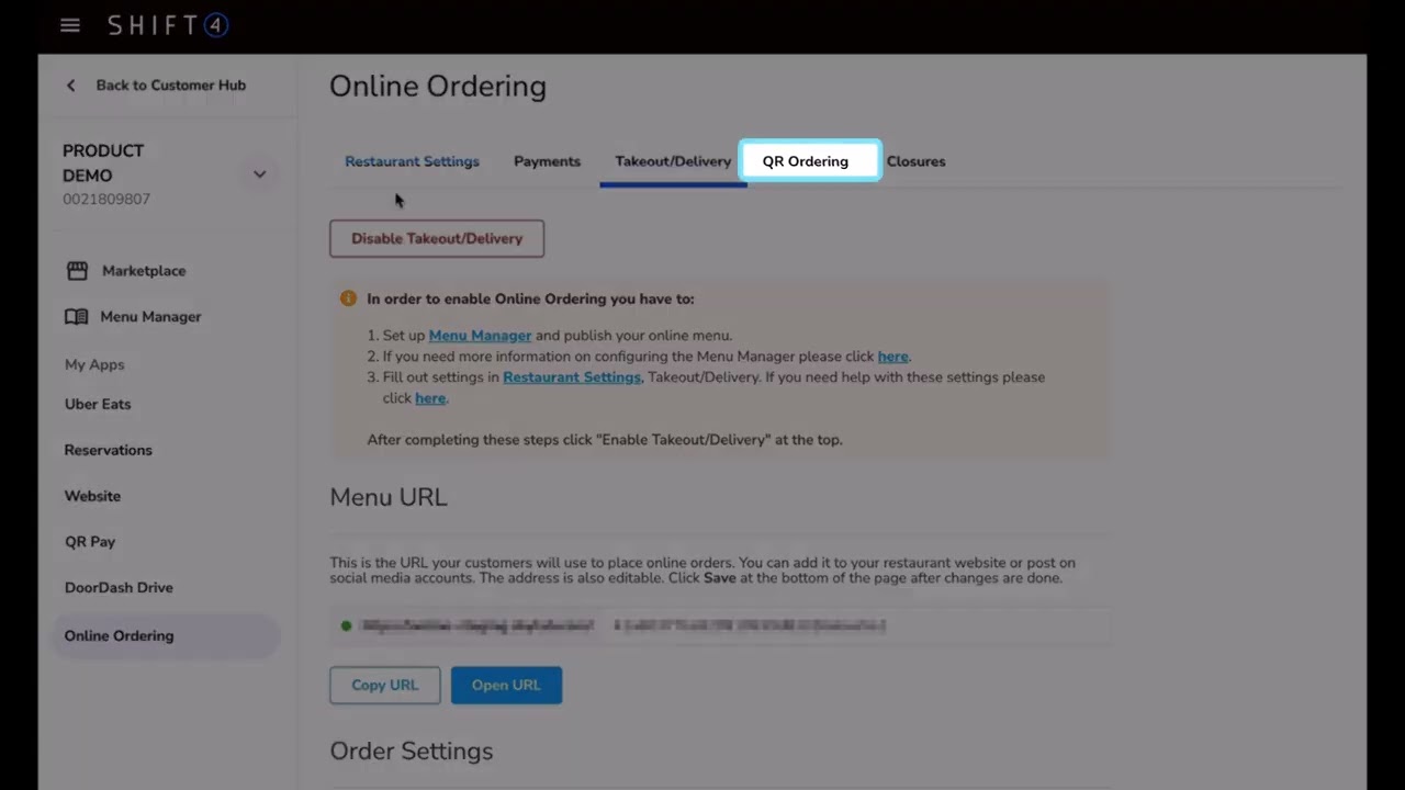 Online Ordering: Publish Settings