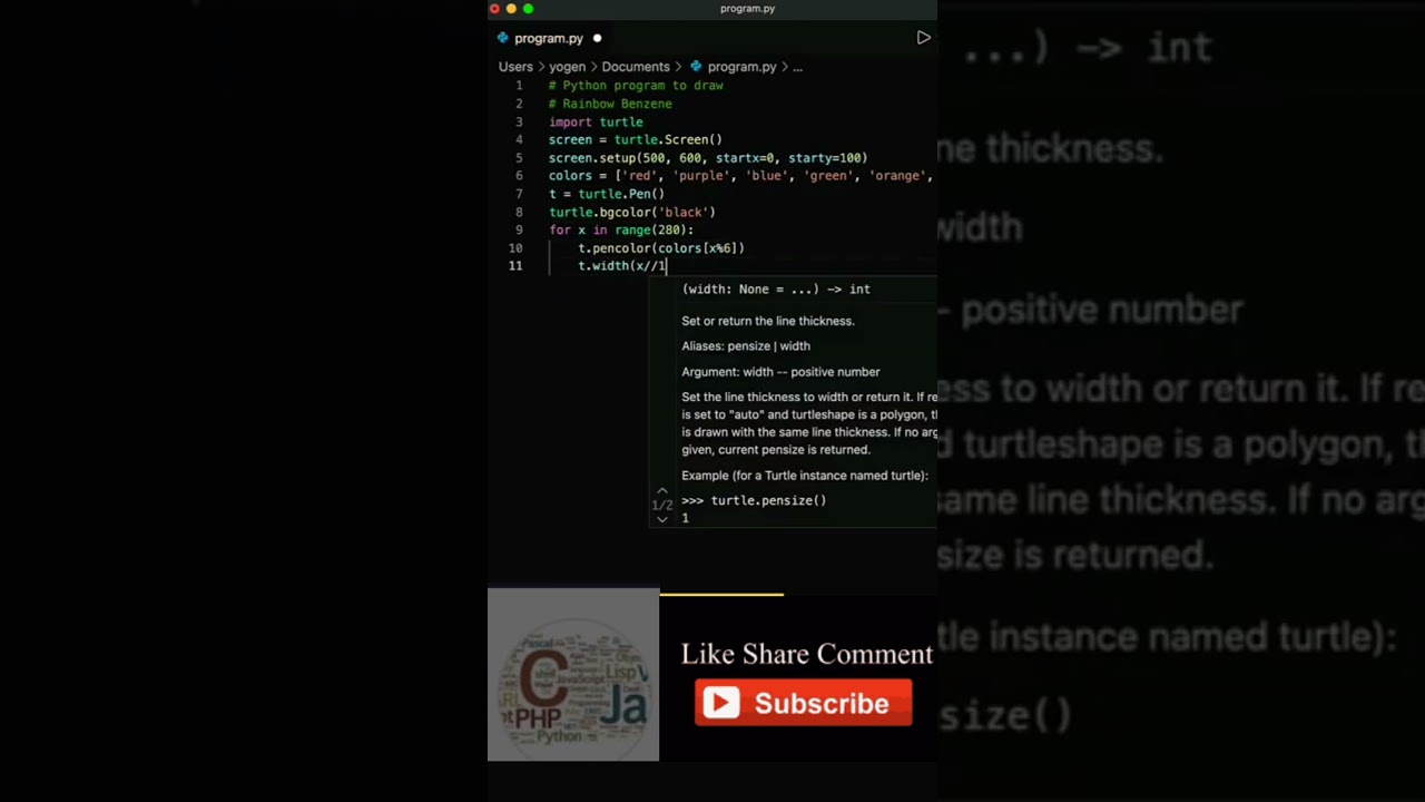 Python  Rainbow Pattern||Python Rainbow using turtle.#Python turtle #Python shorts#python Grapjis