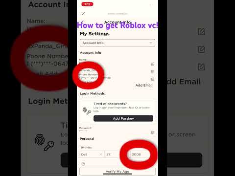 How to get Roblox vc! Just put in ur phone number and put ur birth date as 2006. #roblox #robloxvc