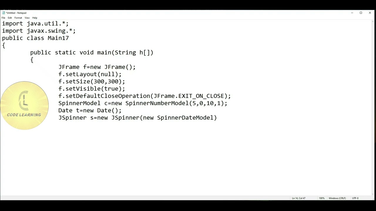 Java | Swing class 'JSpinner - show date' | CodeLearning