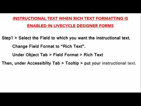 Instructional Texts in Livecycle Designer Form when RICH TEXT is ENABLED