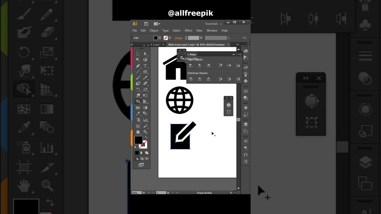 Adobe Illustrator Vector Web Icons Tutorial Part 2 #allfreepik #shorts