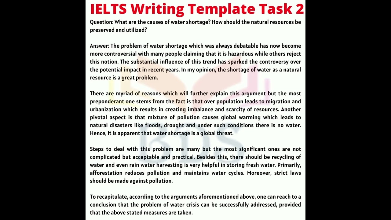 IELTS Writing task- With template