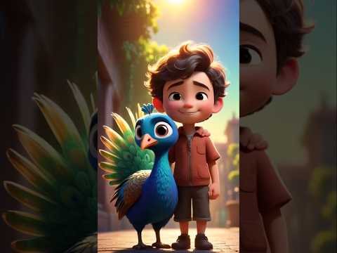 peacock 🦚 and boy is making snow ❄️ Wall #facts #shortsfeed #cartoon #animation