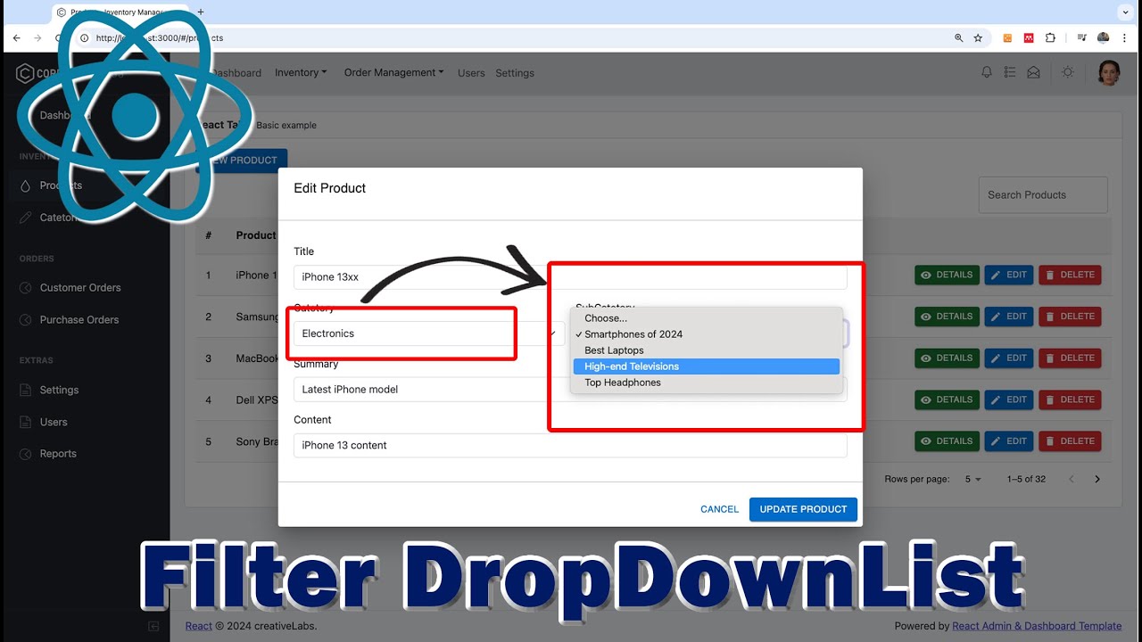 How to Filter DropDownlist by Another Dropdownlist React