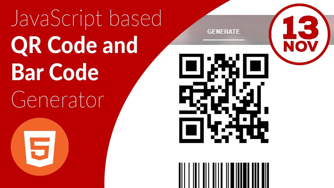 Simple JavaScript based QR code and Bar Code generator
