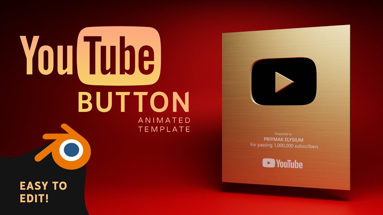 3D YouTube button animation template for Blender (Cycles + Eevvee)