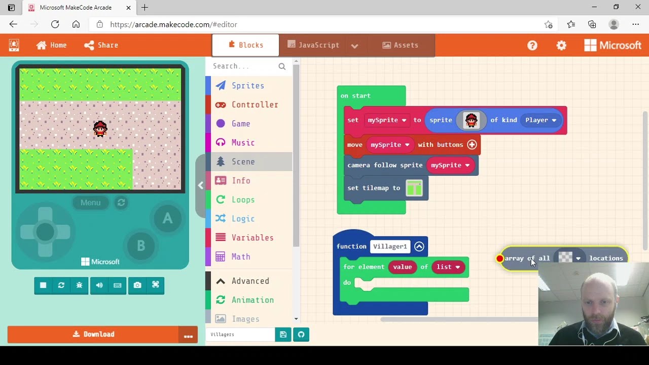 Creating villagers for top down adventure game - Makecode Arcade