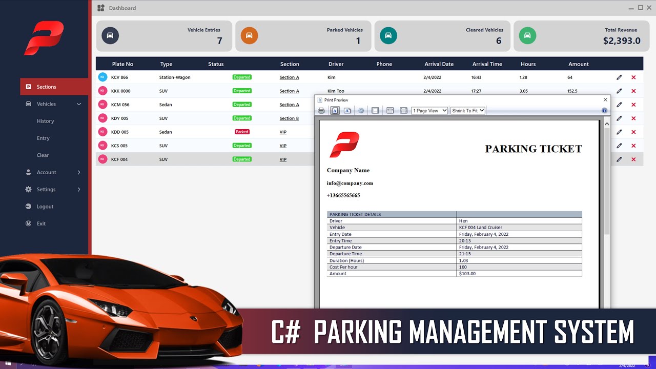 C# Parking Ticket Management system - MySQL, SQL Server, Oracle, Postgres