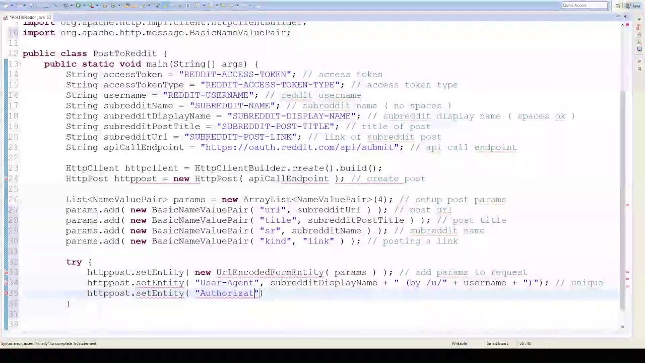 #codingspeedrun Posting to Reddit w/JAVA